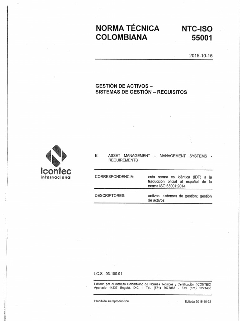 NTC Iso 55001 Requisitos | PDF