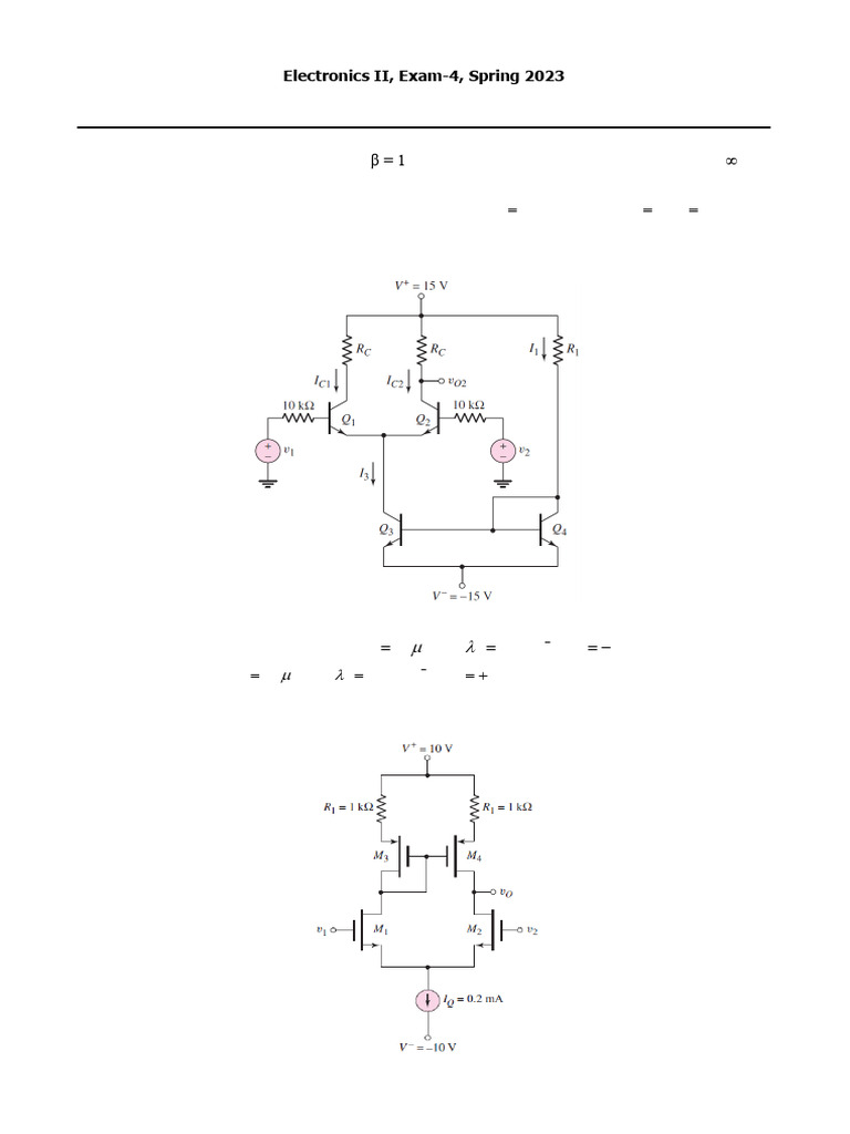 Electronics II Exam 4 Solutions 2023 | PDF