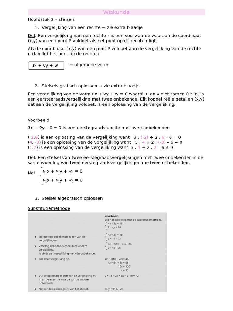 wiskunde - hoofdstuk 2 - stelsels - trim 1 | PDF
