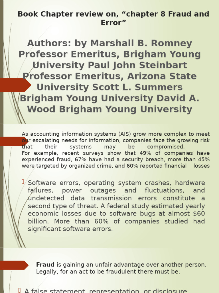 Book Chapter Review On Fraud & Error | PDF | Fraud | Analytics