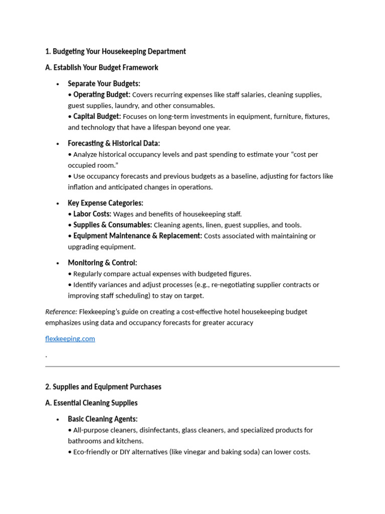 Budgeting Your Housekeeping Departmen | PDF | Housekeeping