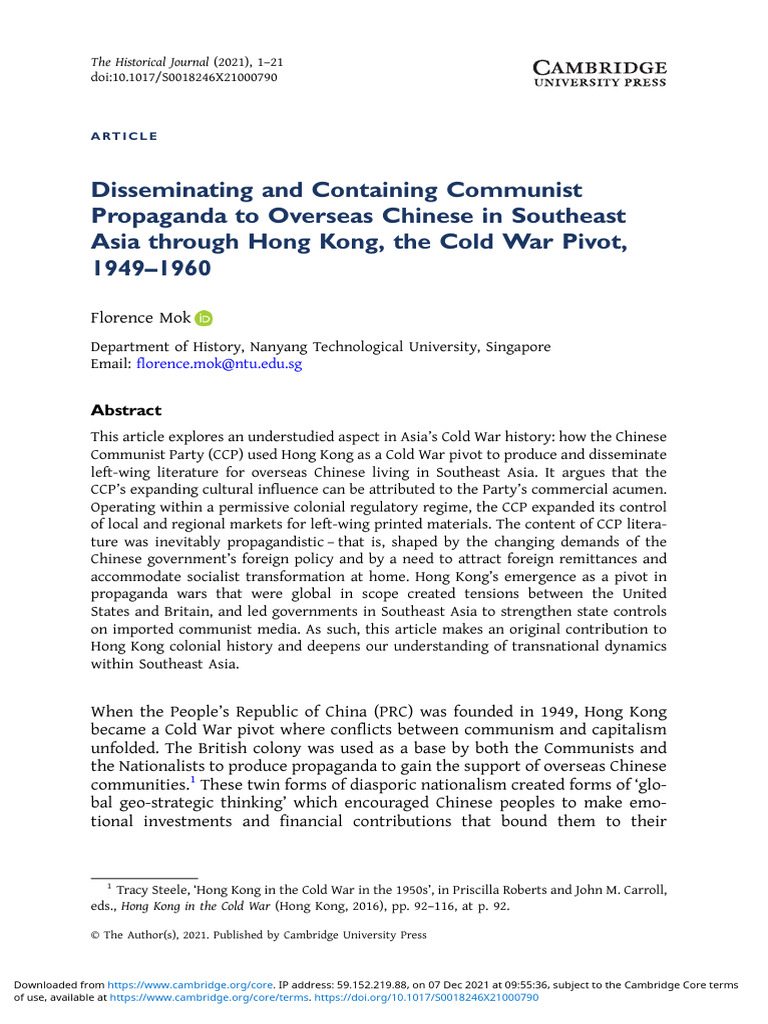 Cold War Propaganda via Hong Kong | PDF | China | World Politics