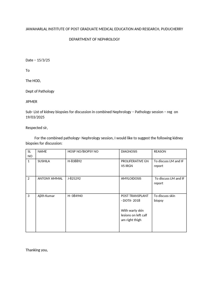 Kidney Biopsies for Discussion Session | PDF