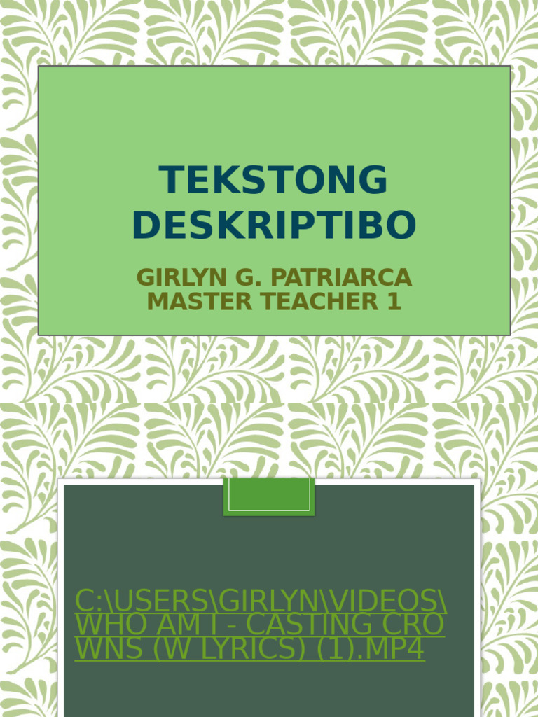 TEKSTONG-DESKRIPTIBO-PPT | PDF