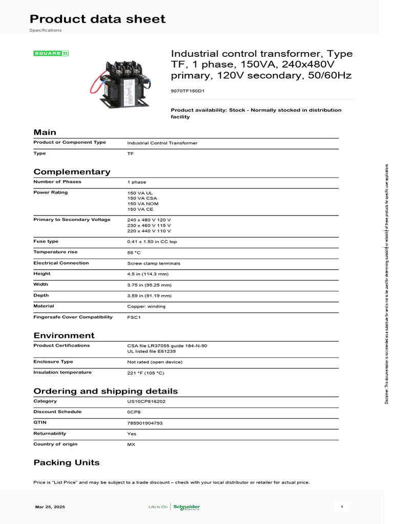 4- Schneider Electric_Control-Transformers_9070TF150D1 Con porta ...