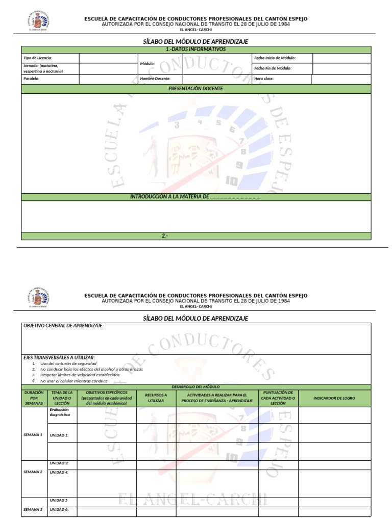 FORMATO SÍLABO WORD (1) | PDF | Maestros | Escuelas