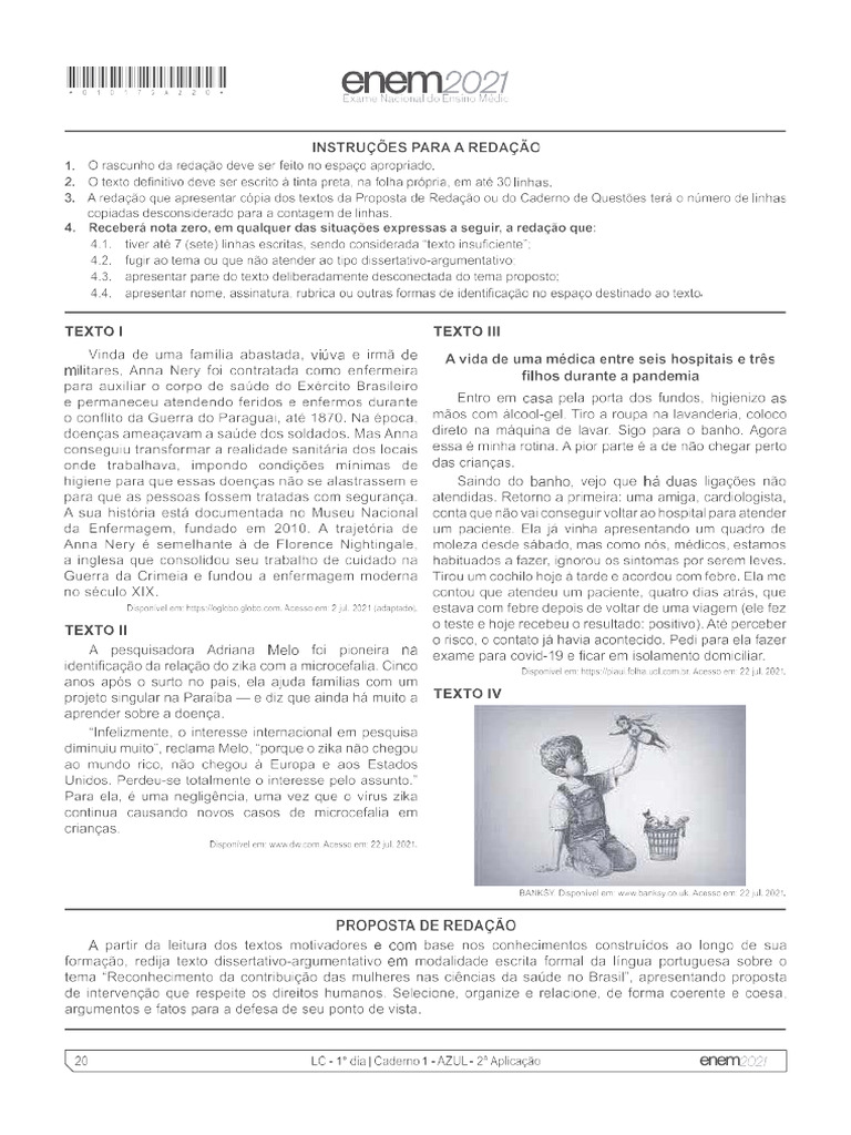 Proposta ENEM PPL 2021 | PDF