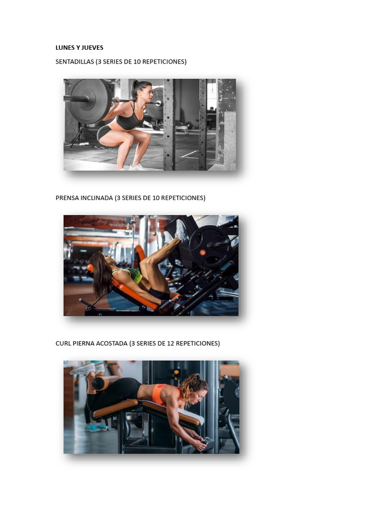 01 RUTINA FEMENINA - LUNES Y JUEVES | PDF