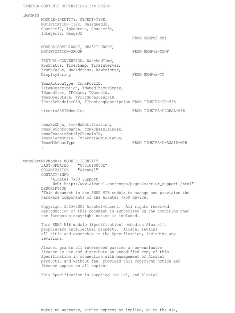 Timetra Port Mib | PDF | Data Type | Port (Computer Networking)