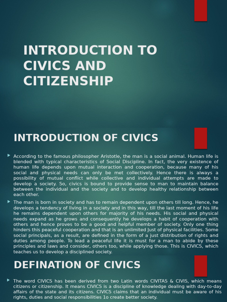 Introduction To Civics and Citizenship | PDF | Citizenship | Naturalization