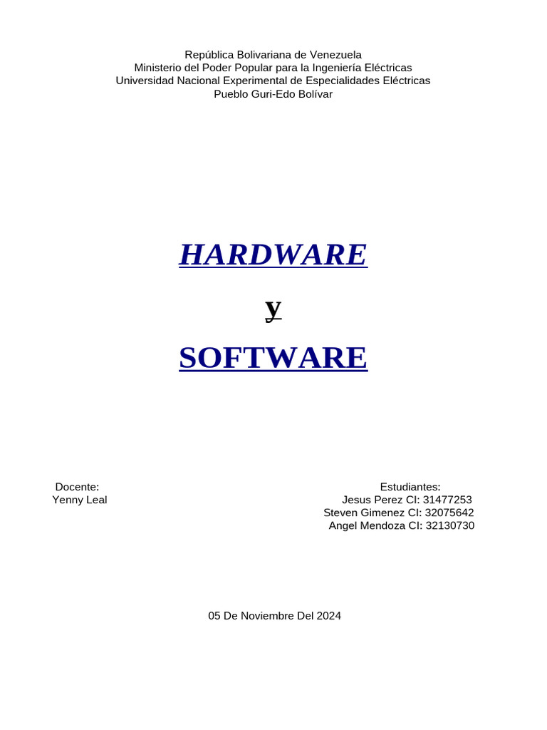 Hardware y Software: Fundamentos Esenciales | PDF | Hardware de la computadora | Software