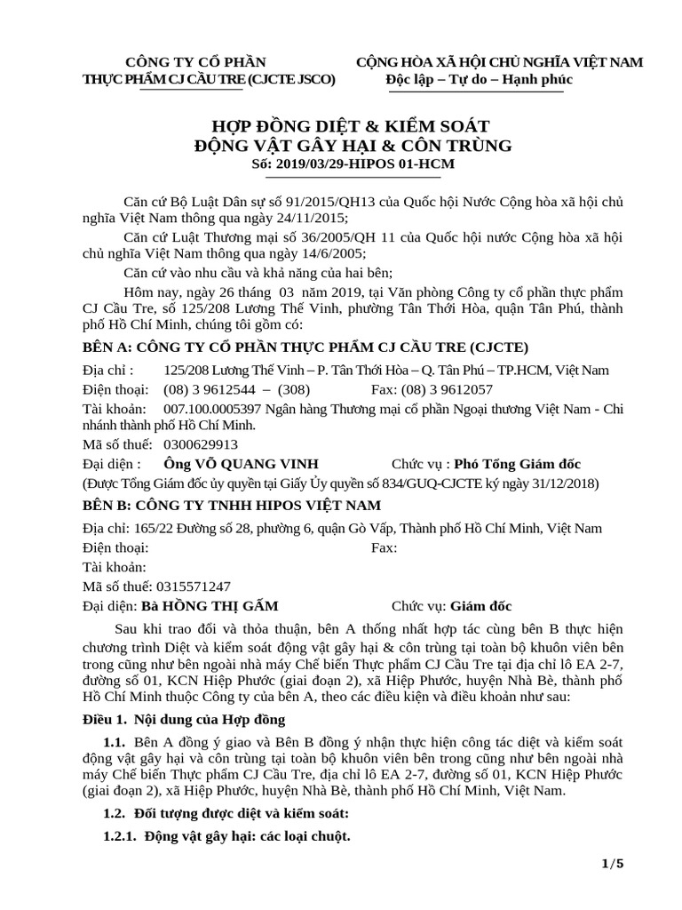 Hop Dong CJ - Hipos | PDF
