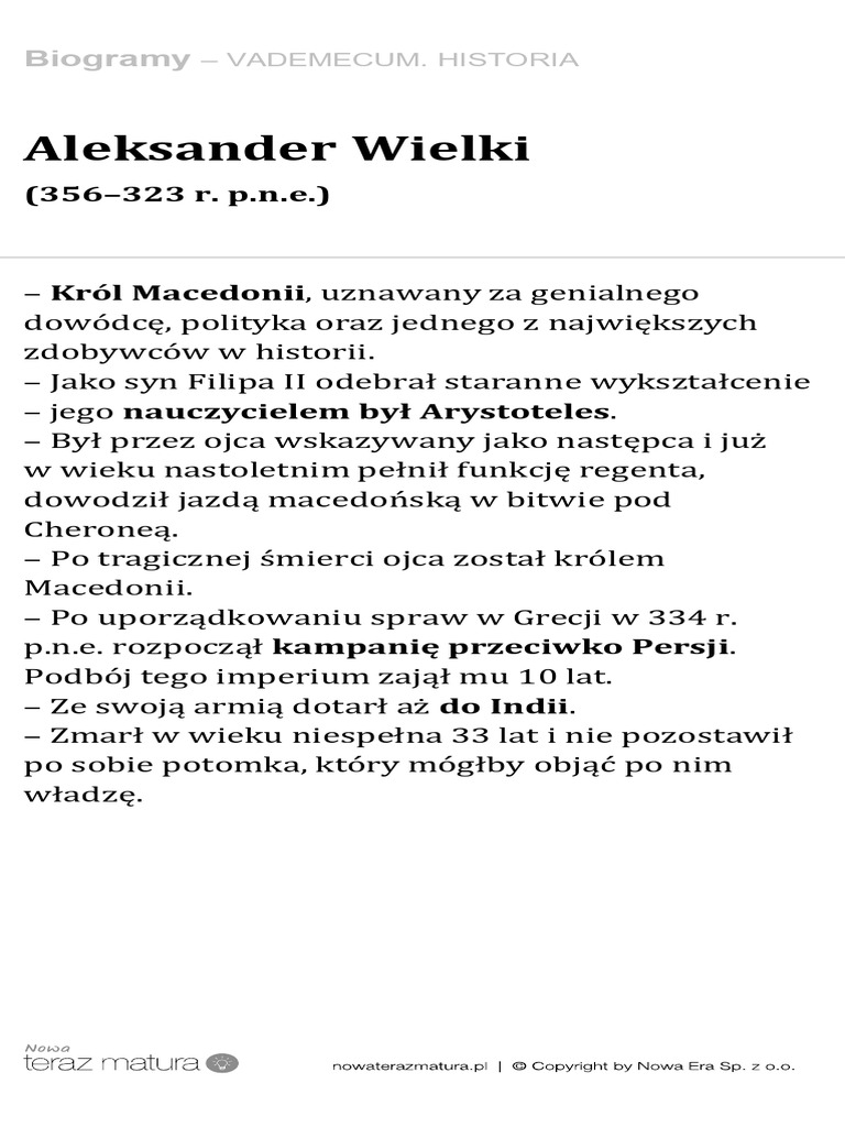 Biogram Aleksander Wielki | PDF