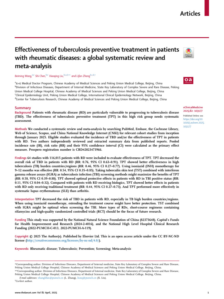 Effectiveness of Tuberculosis Preventive Treatment in Patients With ...