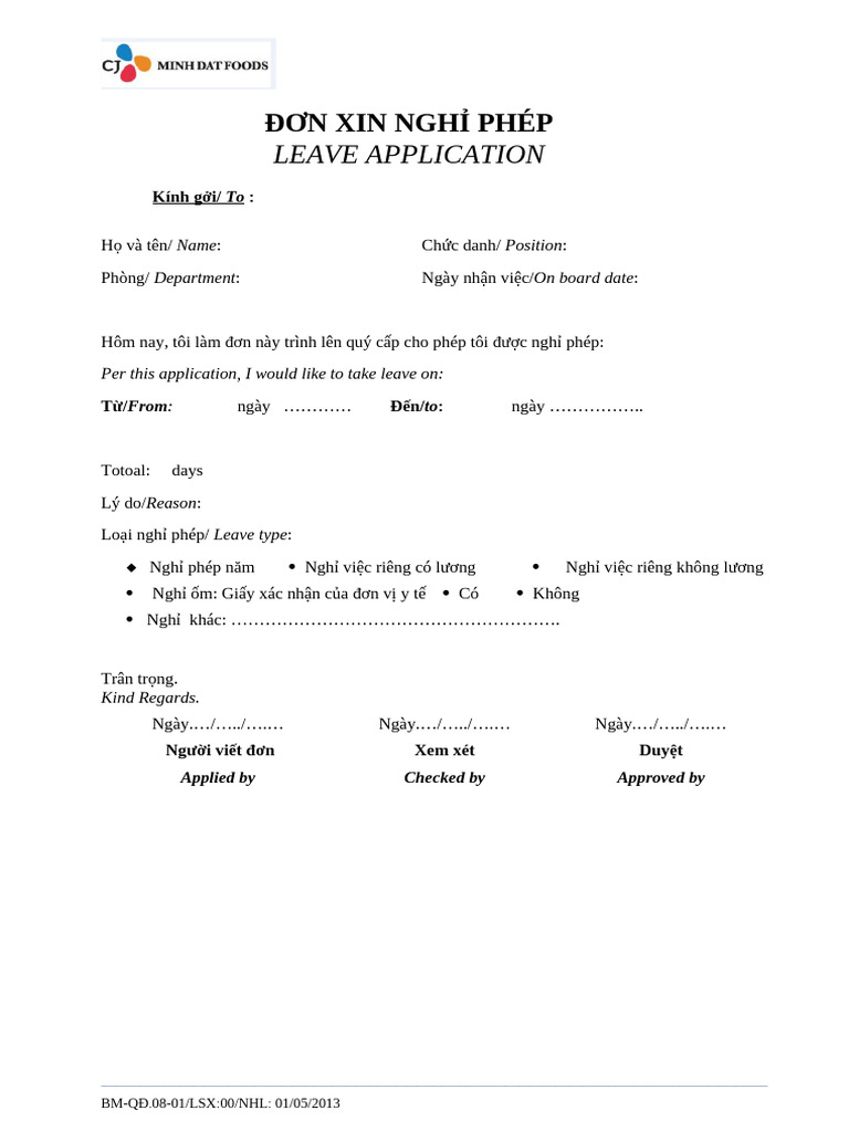 Don Xin Nghi Phep | PDF