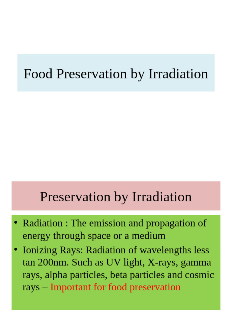 Food Preservation Using Irradiation Techniques | PDF | Ionizing ...