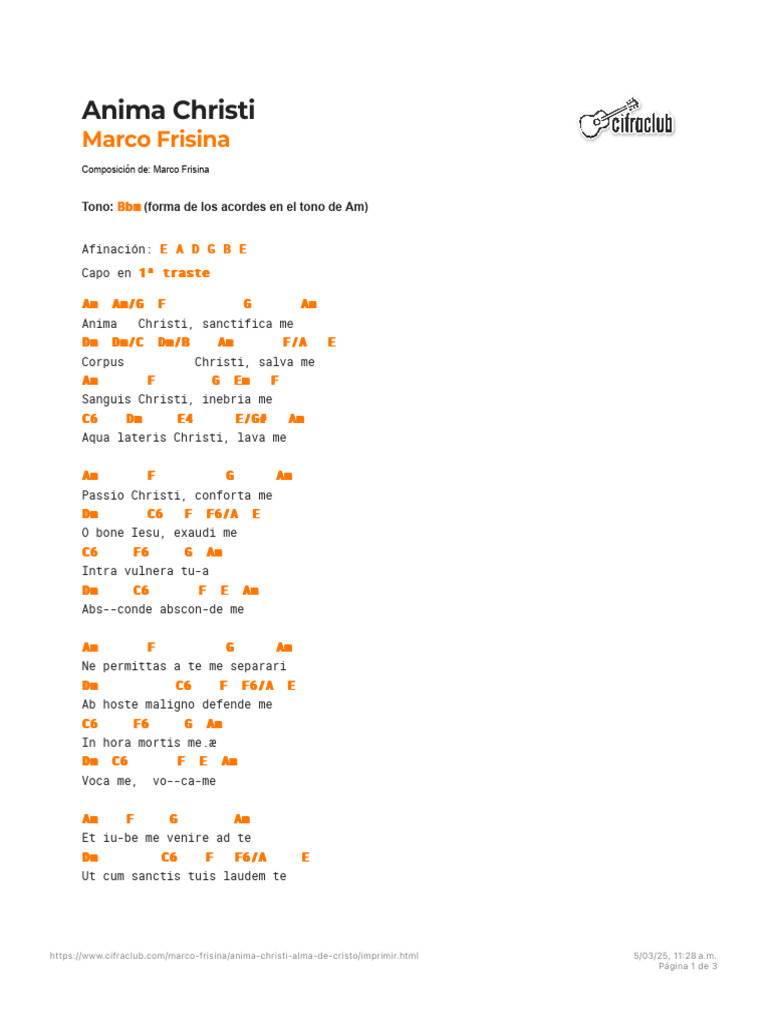 Cifra Club - Marco Frisina - Anima Christi | PDF