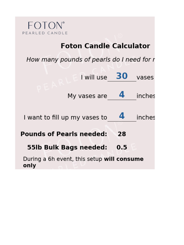 Foton Simple Candle Calculator | PDF