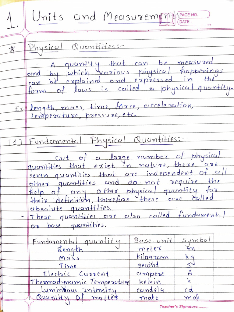 Unit 1 Units Measurement English | PDF