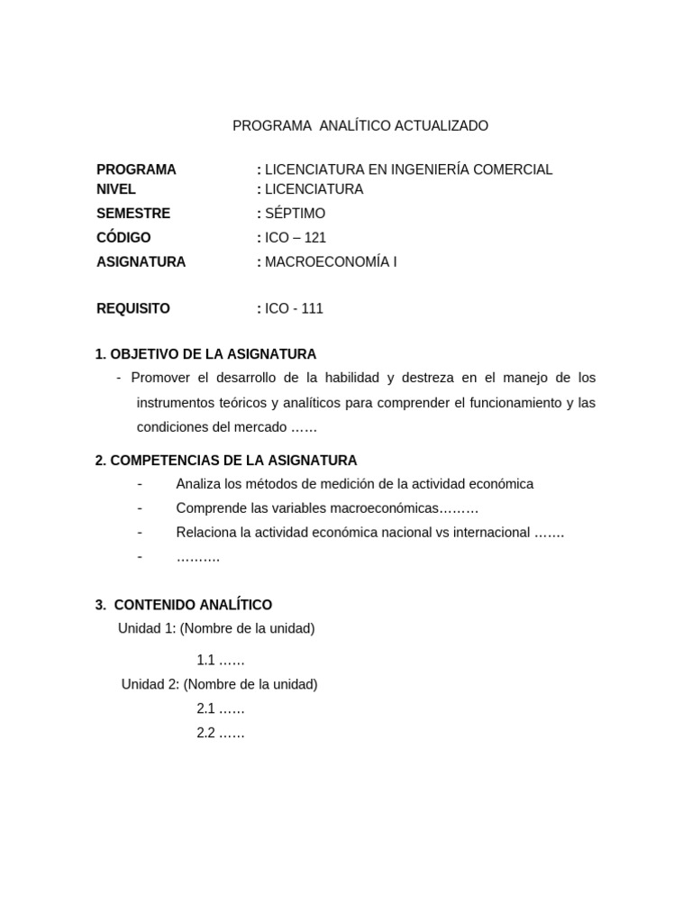 Formato Progr Analítico Actualizado | PDF