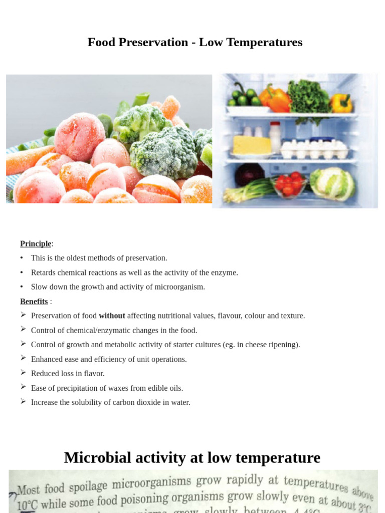 Low-Temperature Food Preservation Techniques | PDF | Freezing | Food ...