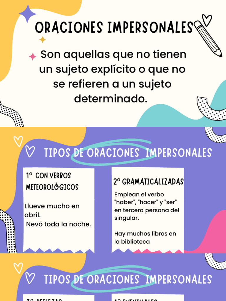Tipos de Oraciones Impersonales | PDF