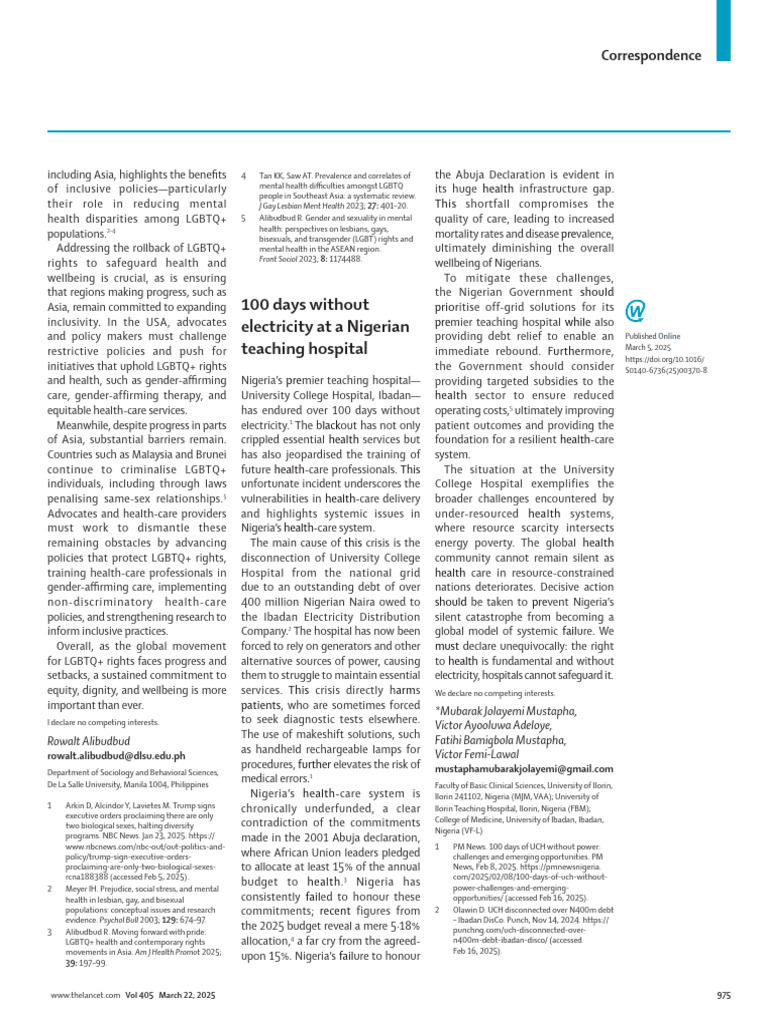 100 days without electricity at a Nigerian teaching hospital | PDF ...