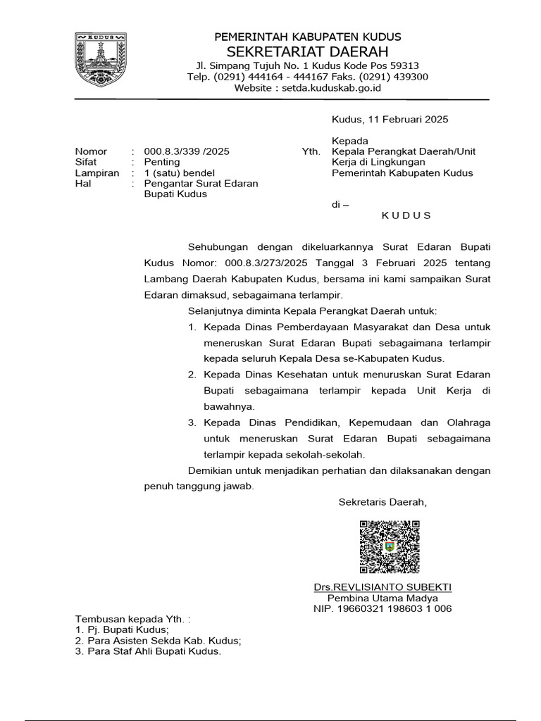 Surat Edaran Lambang Daerah Kabupaten Kudus | PDF