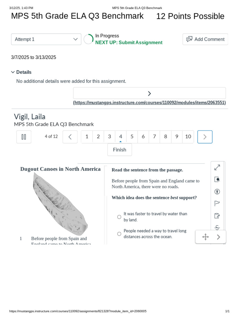 MPS 5th Grade ELA Q3 Benchmark | PDF