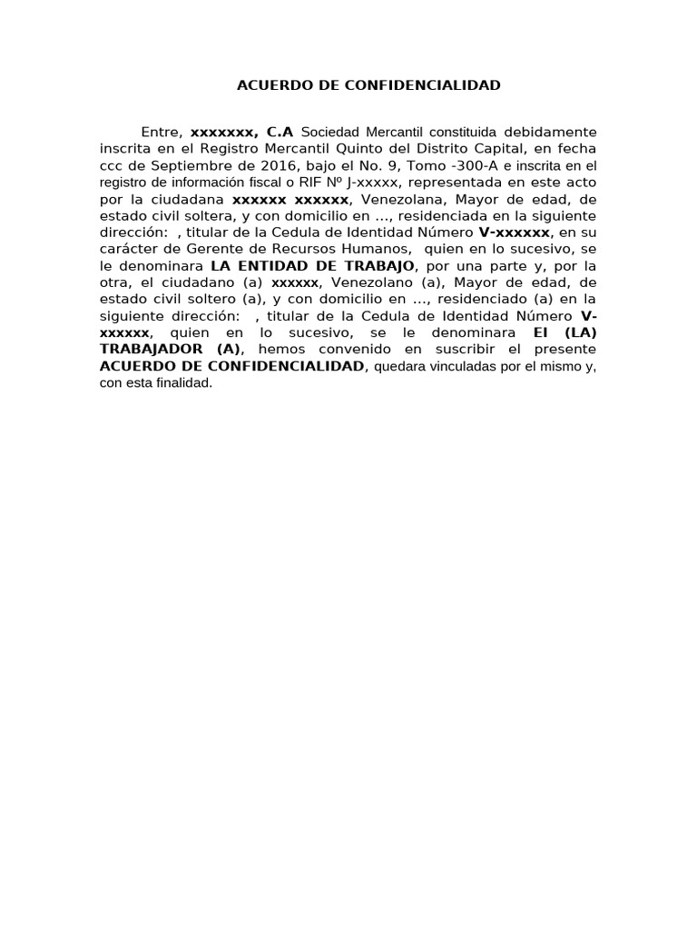 Acuerdo de Confidencialidad 22 | PDF