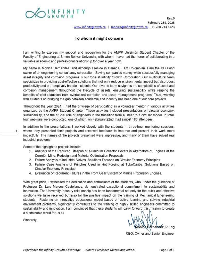 Infinity Growth Letter of Recommendation.2025.02.23 | PDF ...