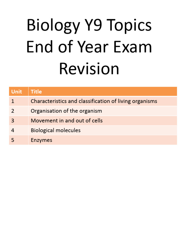 Year 9 Biology Exam Revision Guide | PDF | Enzyme | Cell (Biology)