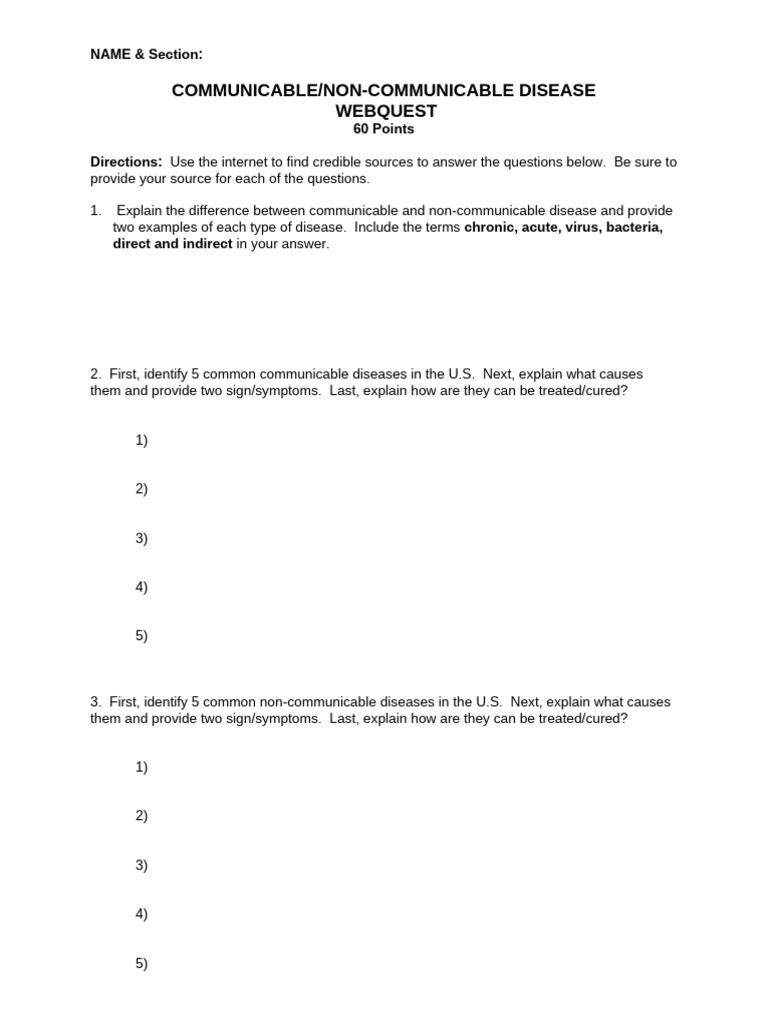 Communicable vs Non-Communicable Diseases Guide | PDF