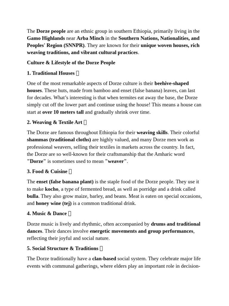 Culture and Lifestyle of the Dorze People | PDF | Weaving | Loom