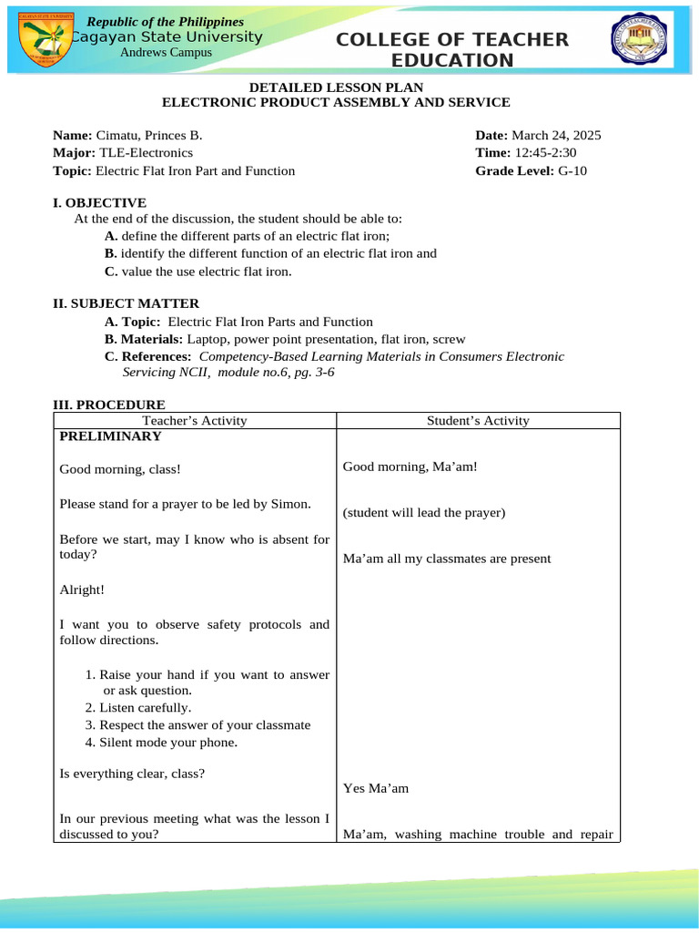 Electric Flat Iron Parts and Functions | PDF | Materials | Manufactured ...