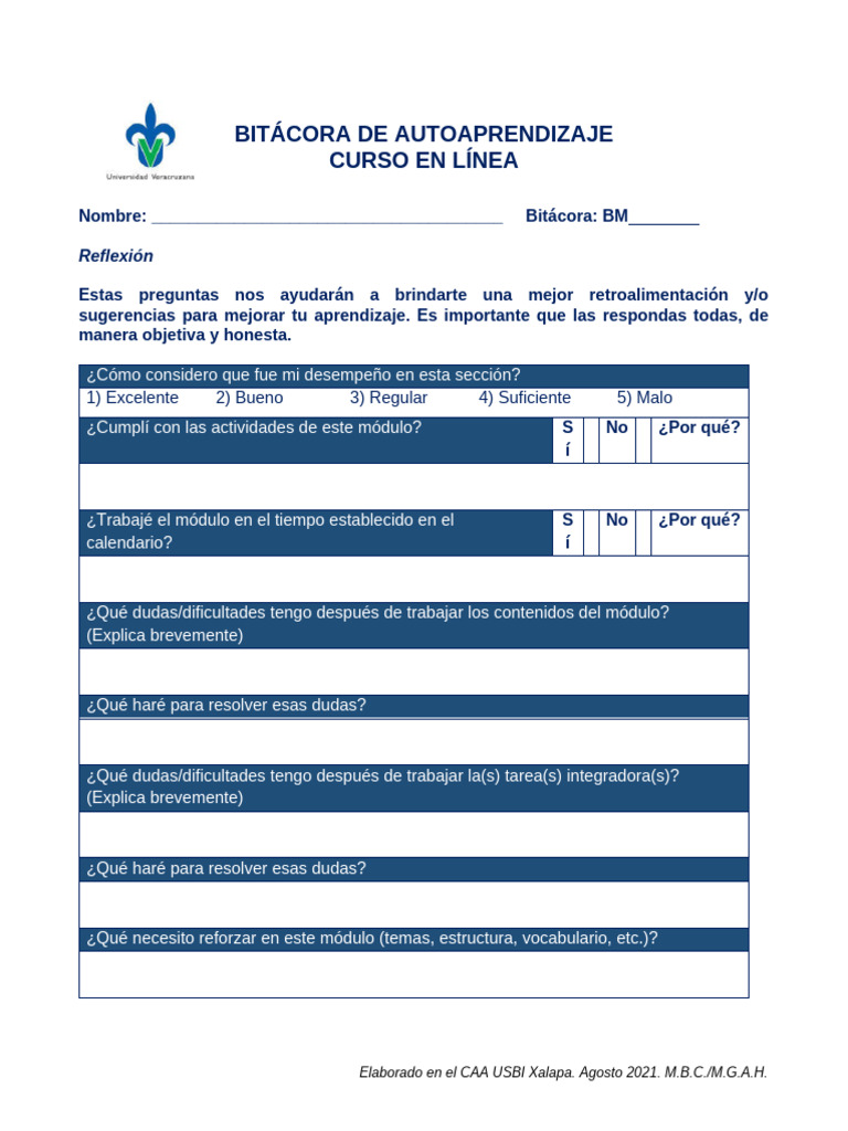 Formato Bitacora de Curso Virtual (1) | PDF