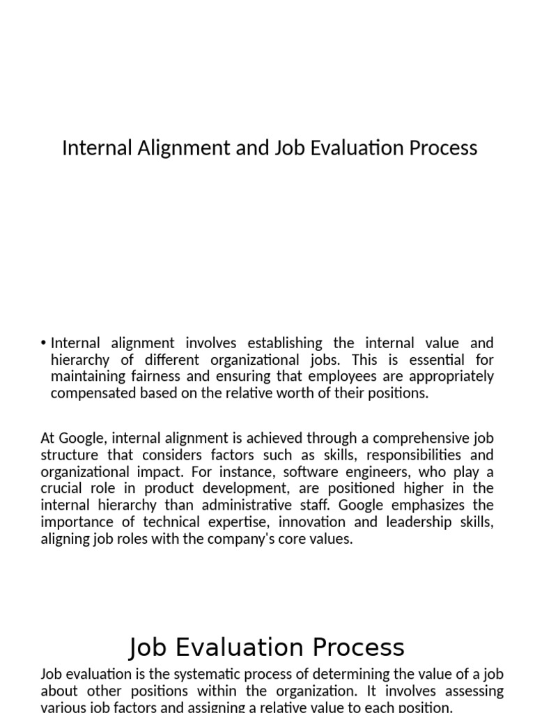 Job Evaluation and Internal Alignment Guide | PDF | Evaluation | Goal