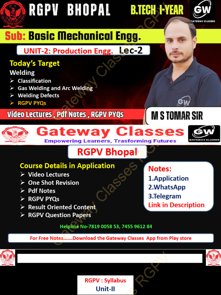RGPV BME U-2 Lec-2 Notes | PDF | Welding | Construction