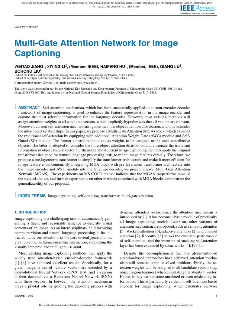 Multi-Gate Attention Network for Image Captioning | PDF | Attention ...