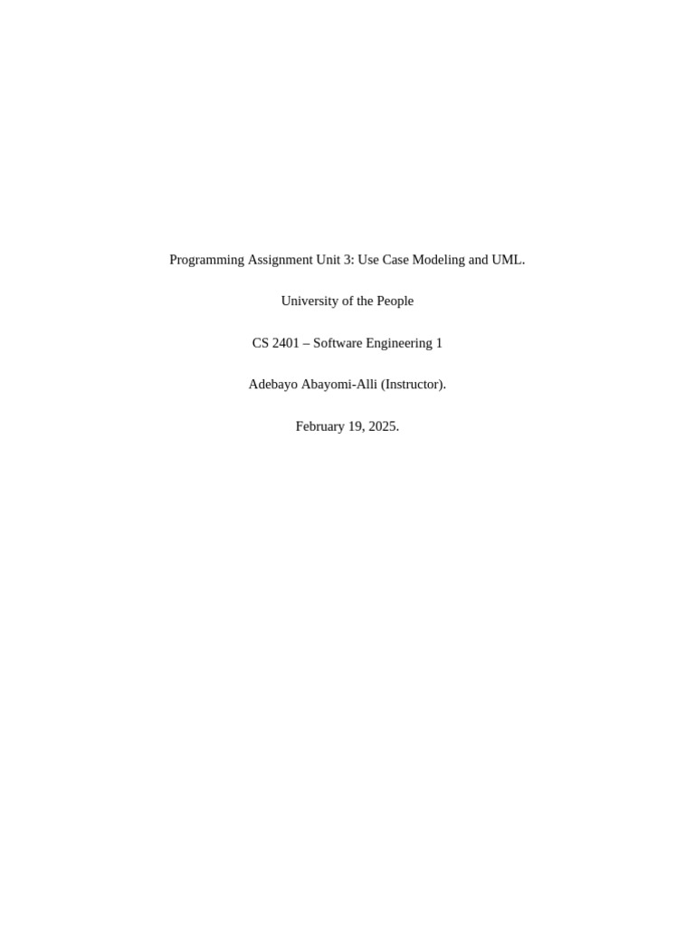 Programming Assignment Unit 3 | PDF | Use Case | Remote Control