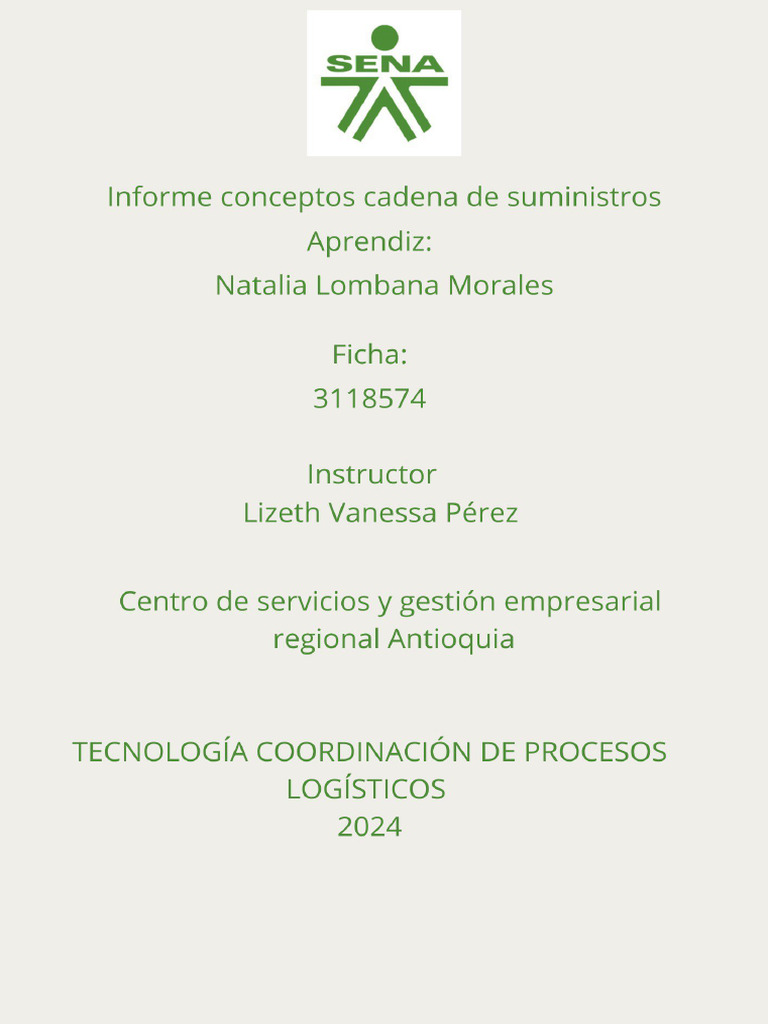 informe conceptos cadena de suministros | PDF