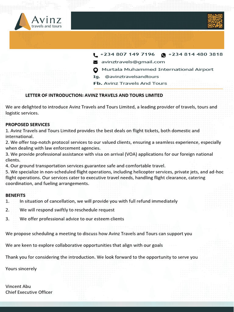 Introduction to Avinz Travels and Tours | PDF