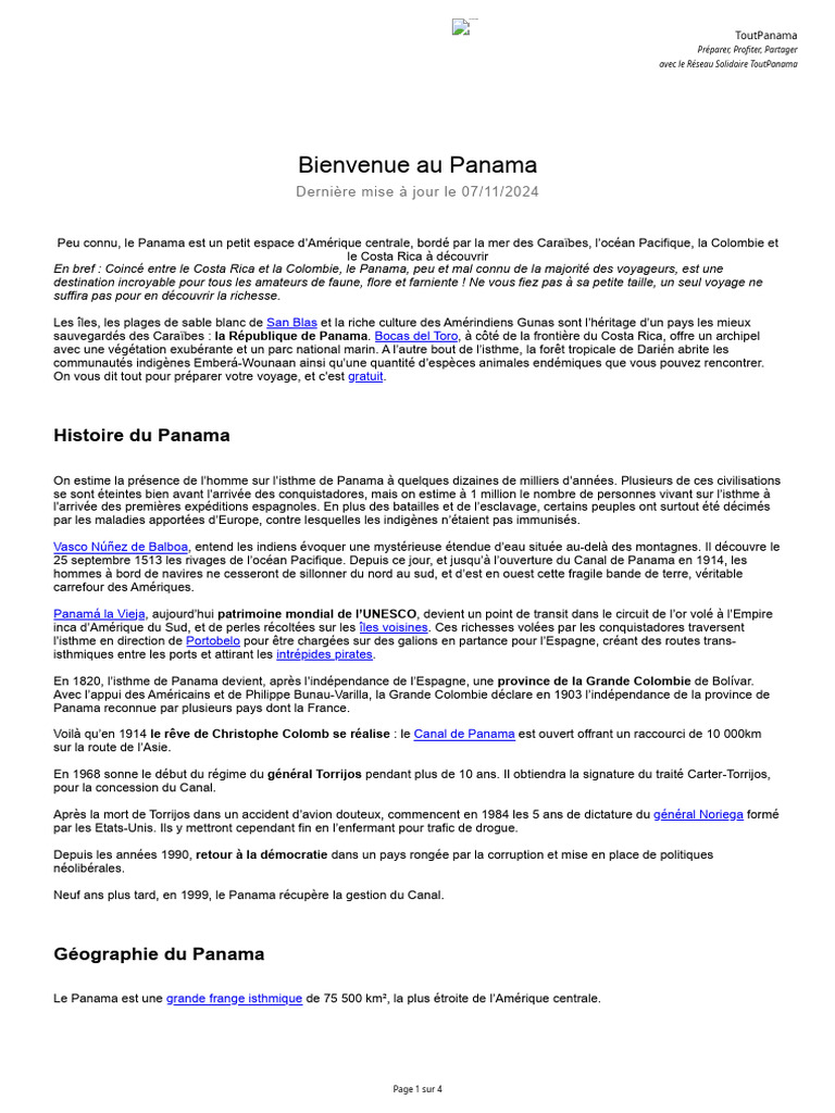 Géographie et paysages du Panama | PDF | Panama | Costa Rica