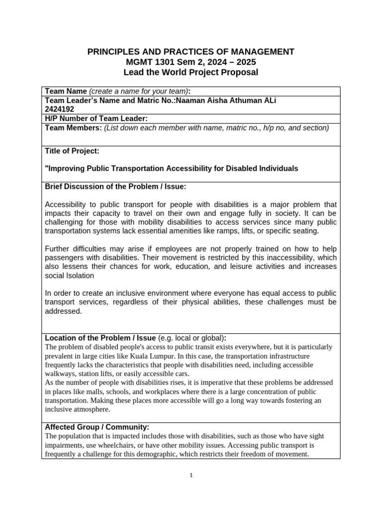 MGMT 1301 Creative Poster Project - Proposal Template Sem 2 24 - 25 ...