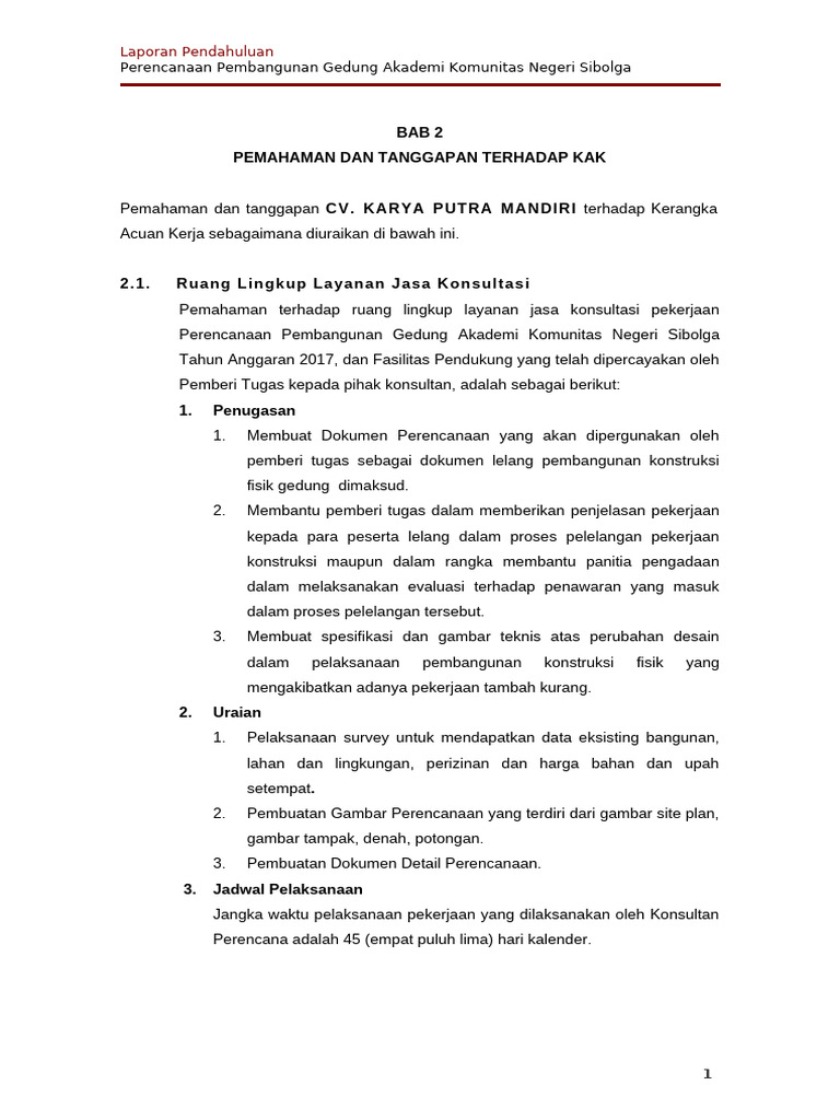 A BAB 2 Tanggapan KAK | PDF