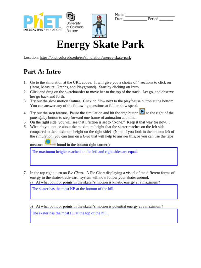 Energy Skate Park Google | PDF | Potential Energy | Kinetic Energy