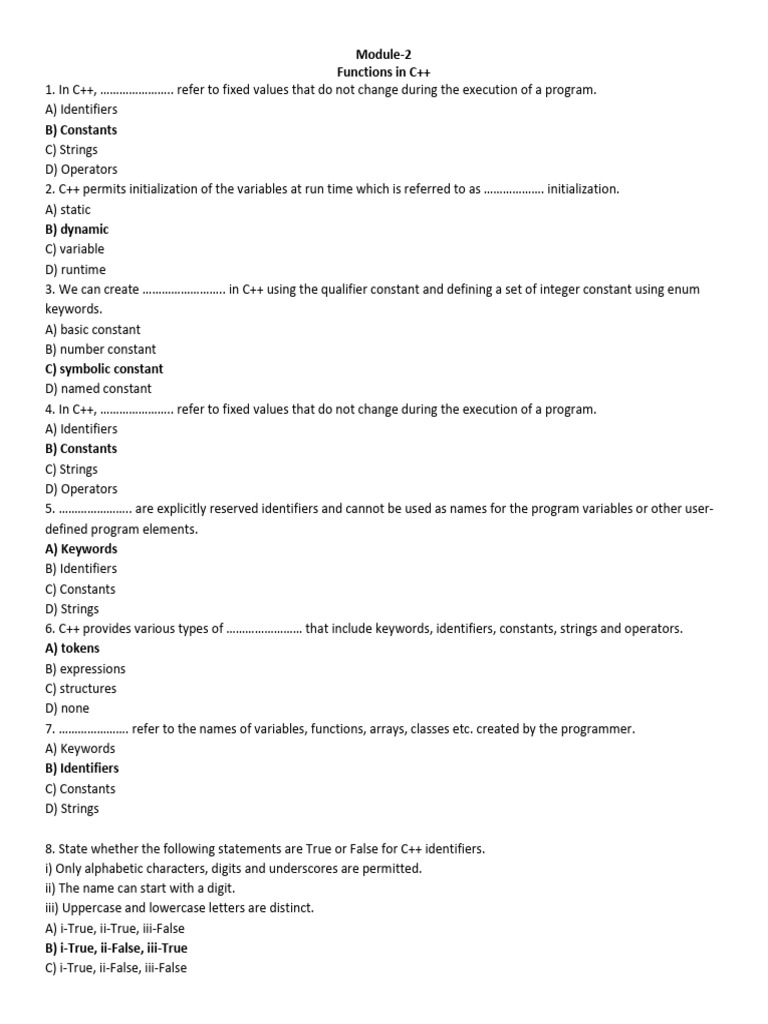 C ++ Module 2 | PDF | Variable (Computer Science) | Pointer (Computer Programming)