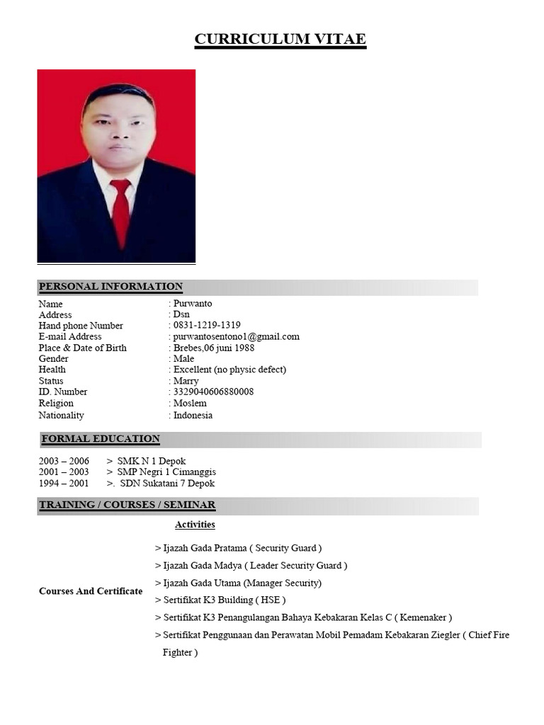 Curriculum Vitae: Personal Information | PDF
