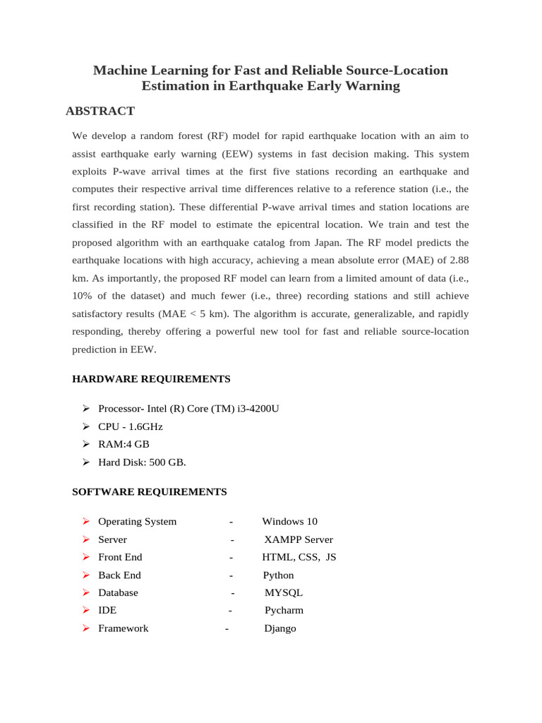 Machine Learning For Fast and Reliable Source-Location Estimation in Earthquake Early Warning | PDF