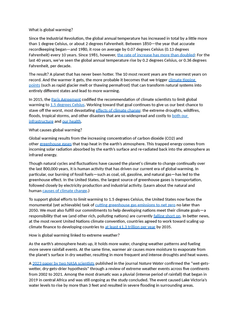Global Warming | PDF | Climate Change | Greenhouse Effect